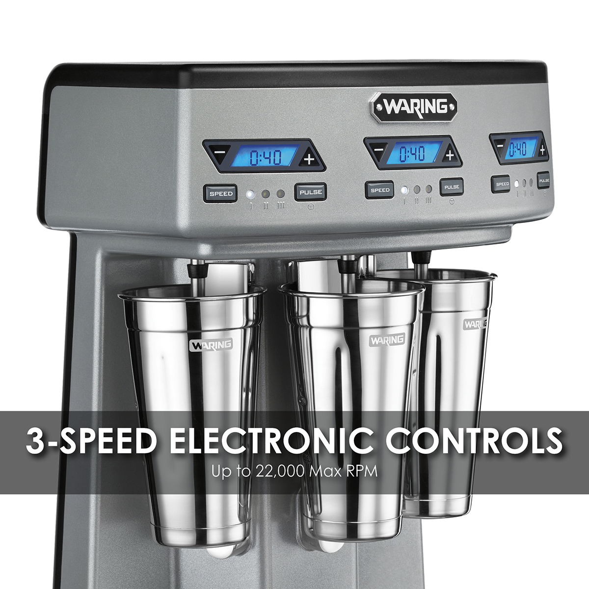 Triple-Spindle Drink Mixer | Heavy-Duty, Timer | Waring