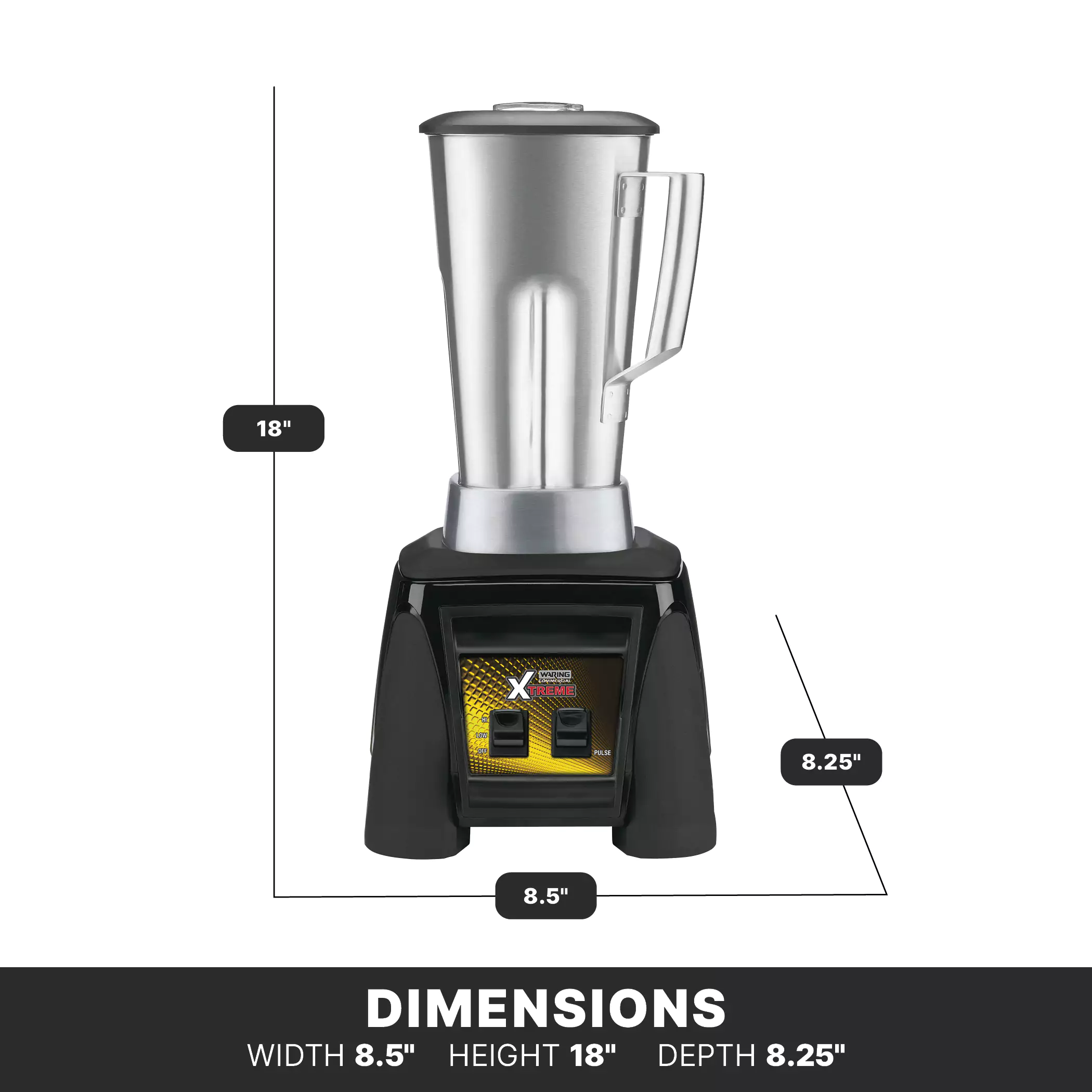 Hi-Power Blender | 64oz Stainless Steel | Waring