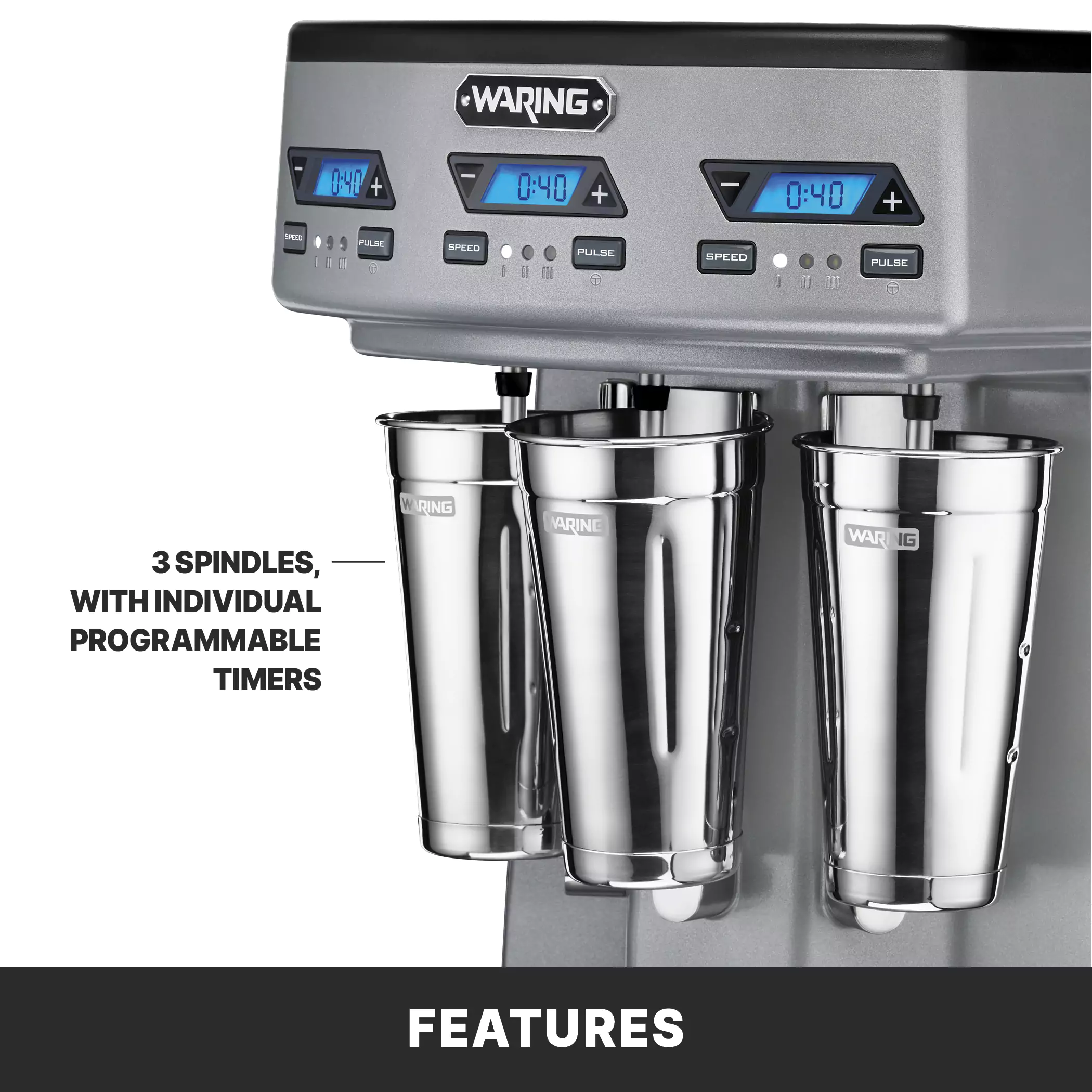 Triple-Spindle Drink Mixer | Heavy-Duty, Timer | Waring
