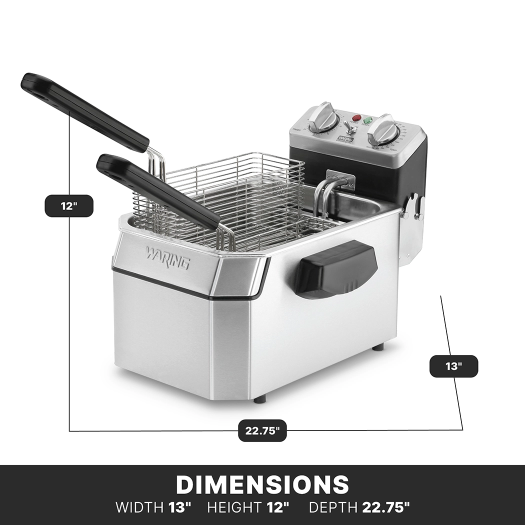 10-lb Deep Fryer - 120V | Heavy-Duty | Waring
